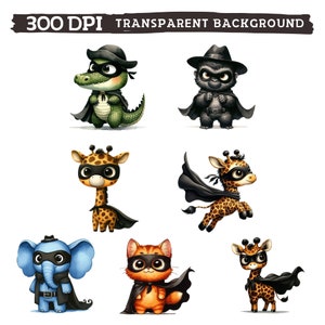 Cute Villain Animals Clipart, Watercolor Baby Animal Nursery, Fantasy ...