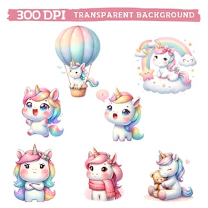 Watercolor Cute Unicorn Clipart, Magic Rainbow Unicorn Girl Nursery ...