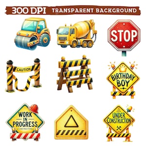Construction Vehicles Clipart, Watercolor Cute Construction Trucks ...