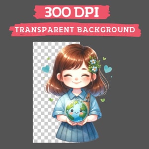 Watercolor Cute Earth Day Clipart, Planet Natural, Eco Friendly Recycle ...
