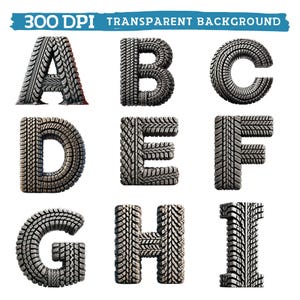 Tire Track Alphabet Clipart, Industrial Text Font, Off-road Tire Tread ...