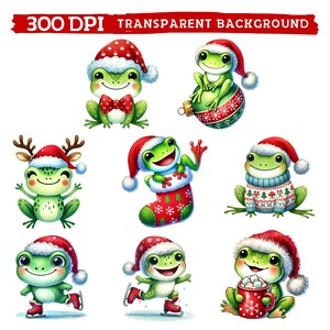 Christmas Frog Clipart, Watercolor Cute Holiday Frogs, Nursery Decor ...
