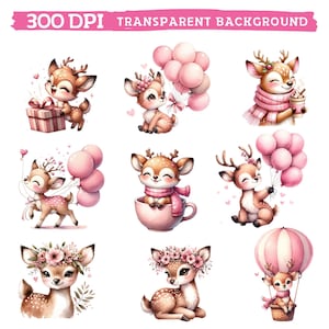 Watercolor Cute Deer Clipart, Deer Sleeping on Cloud Nursery ...