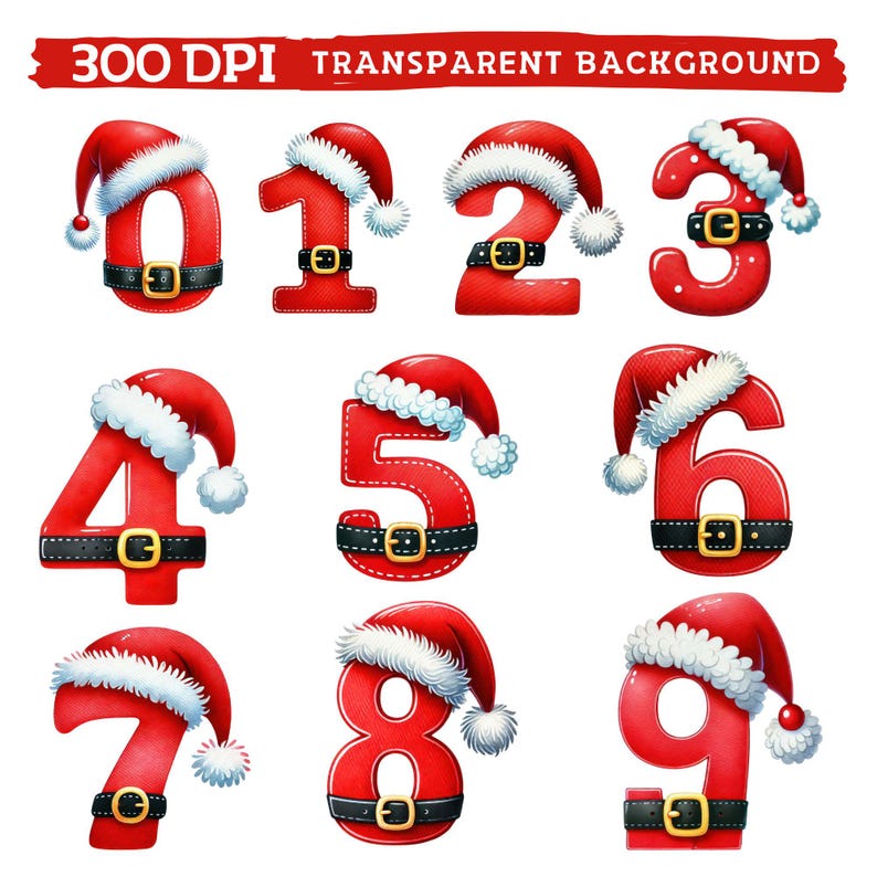 Santa Alphabet Clipart, Watercolor Christmas Xmas Letters & Numbers ...