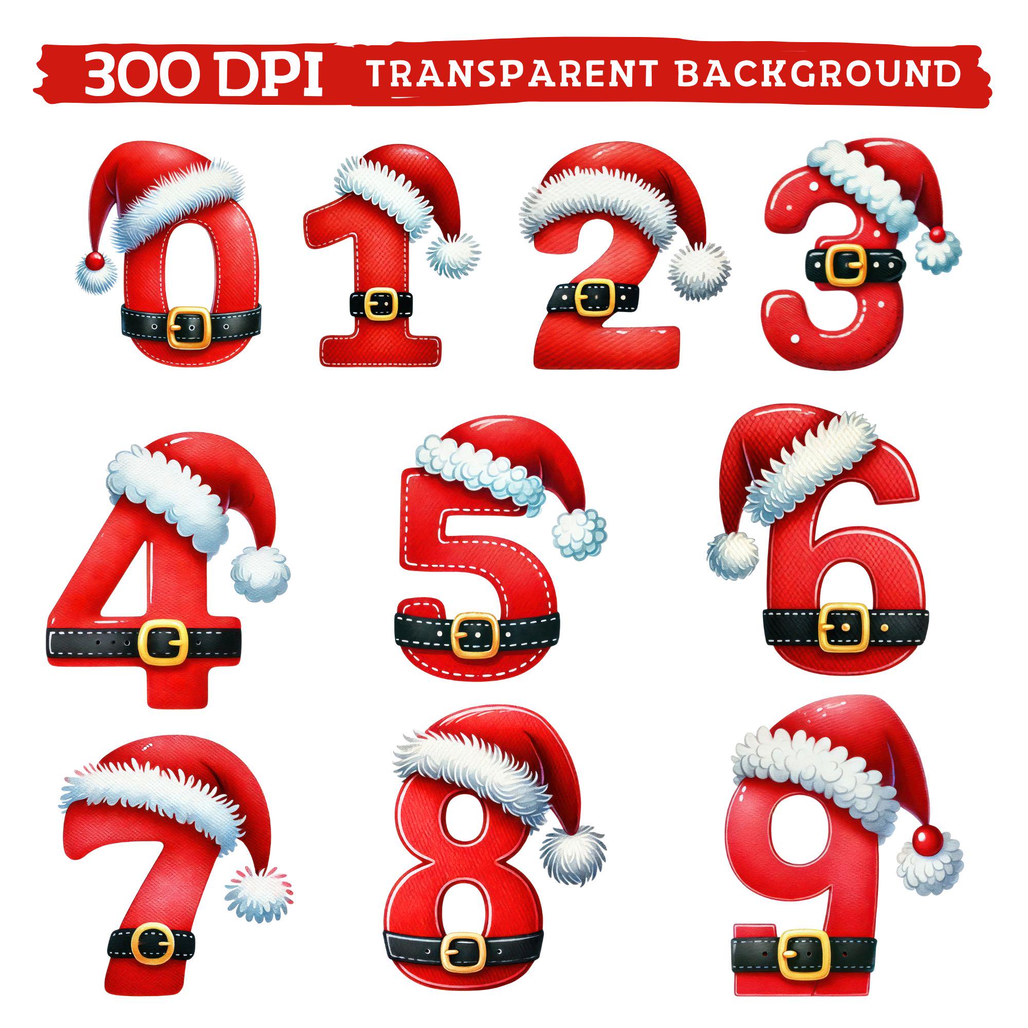 Santa Alphabet Clipart, Watercolor Christmas Xmas Letters & Numbers ...