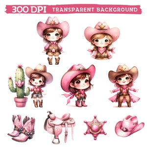 Watercolor Cute Pink Cowgirl Clipart, Cowgirls Western Country Nursery ...