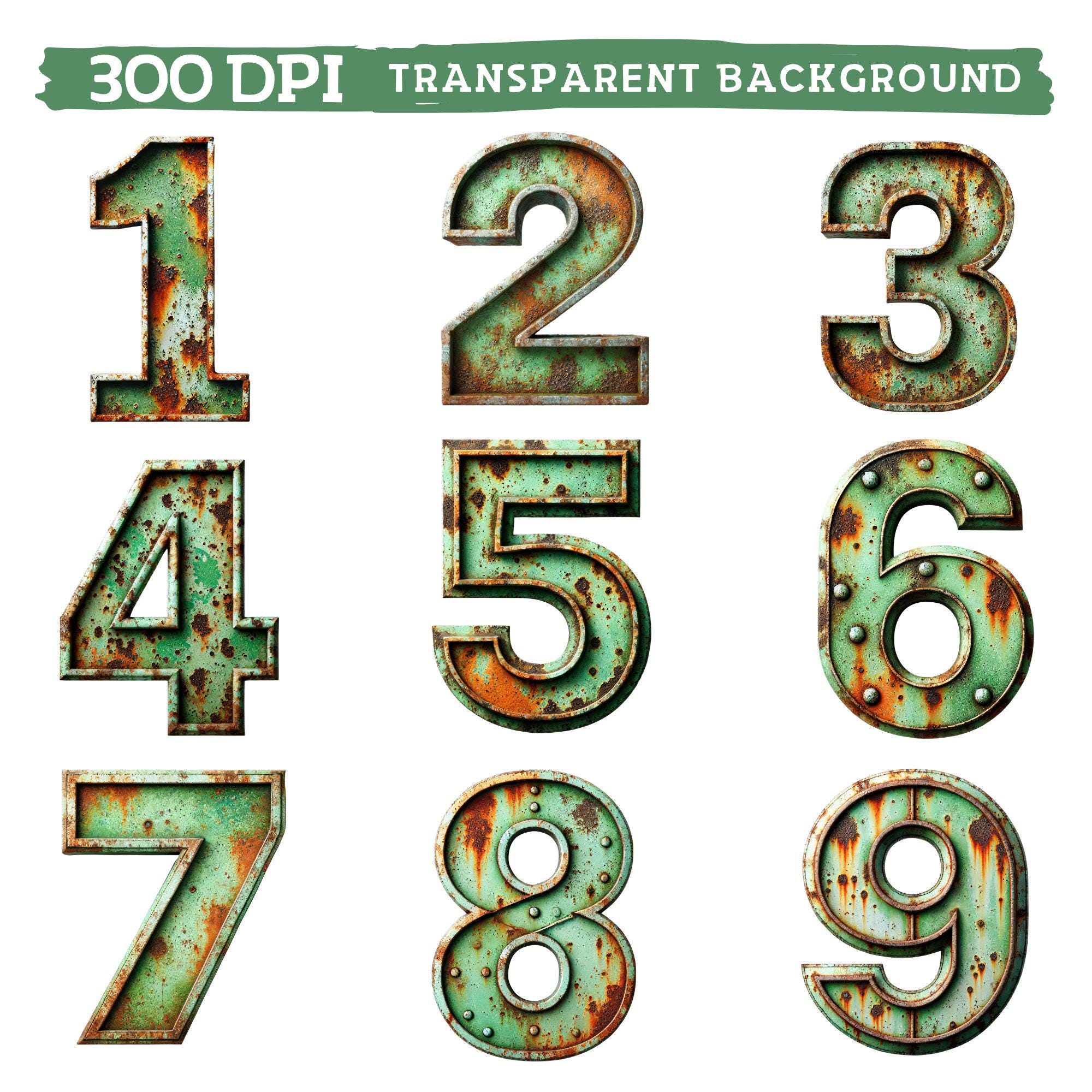 Rusty Metal Alphabet Clipart, Green Rusty Letters, Steampunk Lettering ...