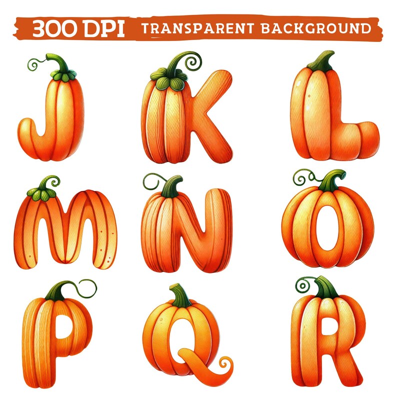 Pumpkin Alphabet, Watercolor Fall Pumpkins Numbers, Harvest Autumn ...