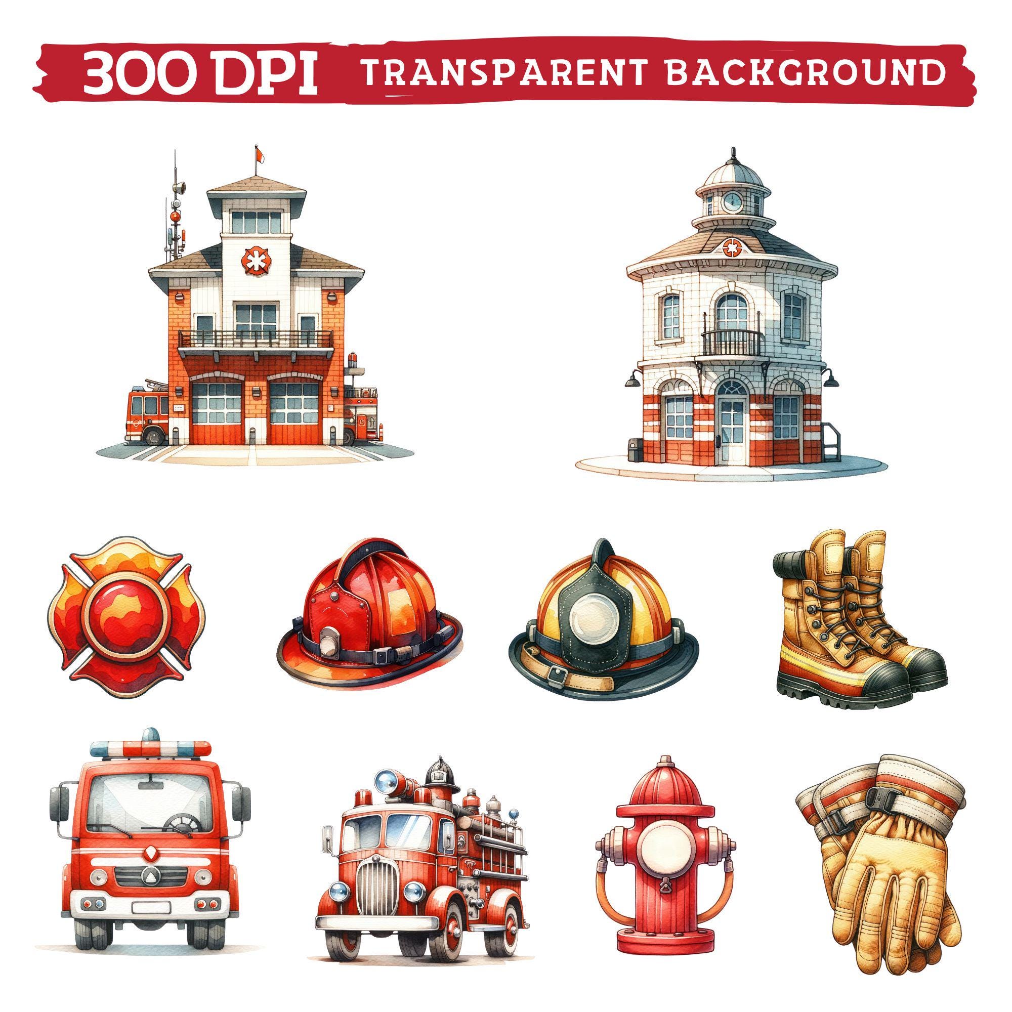Firefighter Dalmatian Clipart, Watercolor Adorable Puppy Nursery ...