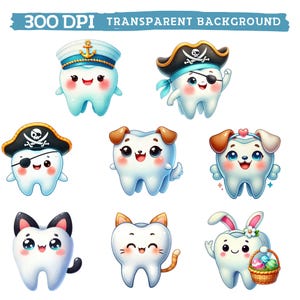 Cute Tooth Clipart, Watercolor Teeth Nursery, Dental and Hygiene ...