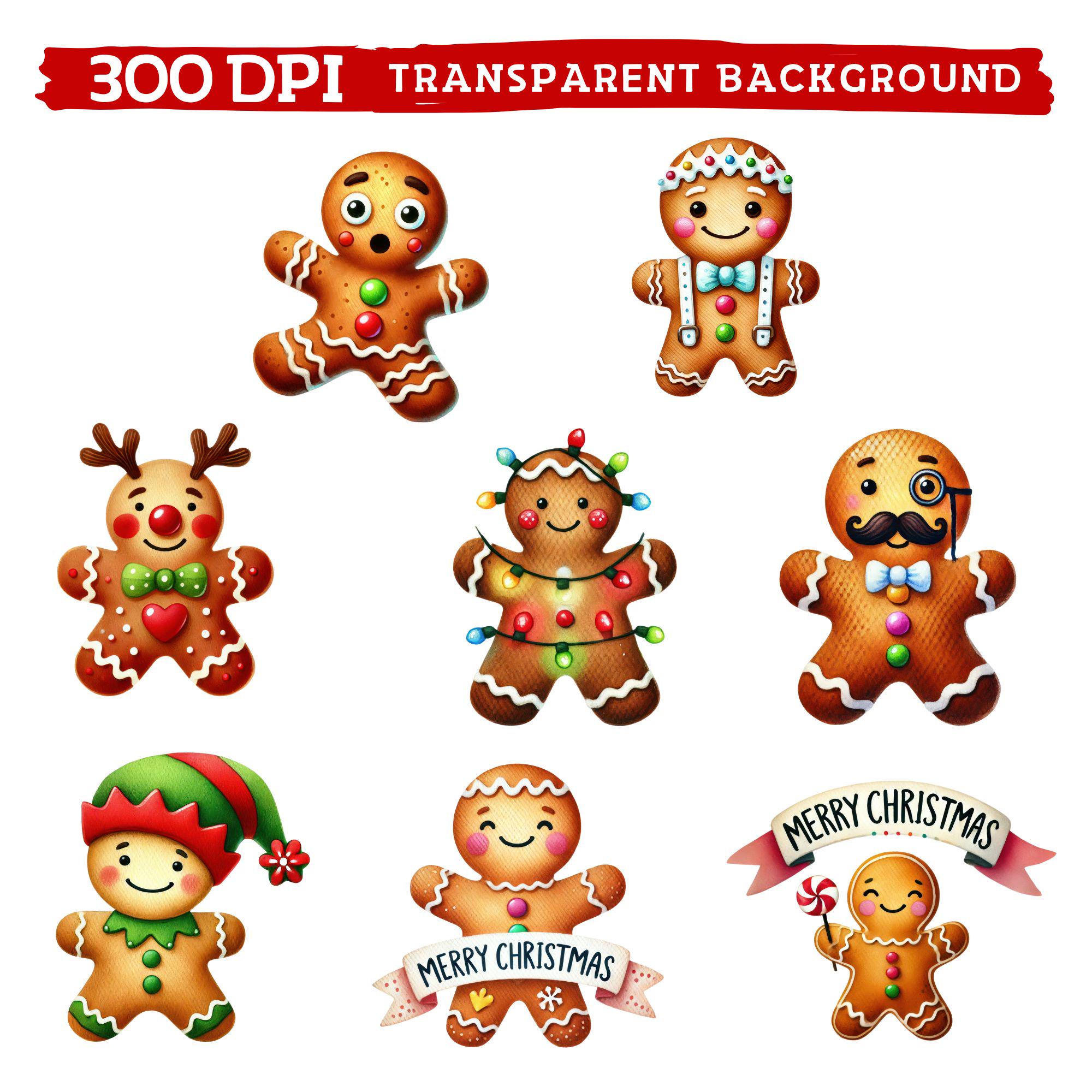 Funny Christmas Gingerbread Clipart, Watercolor Cute Holiday Nursery ...