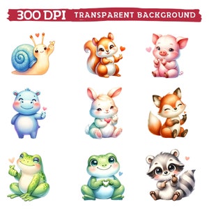 Finger Heart Animals Clipart, Watercolor Cute Animal, Korean Finger ...