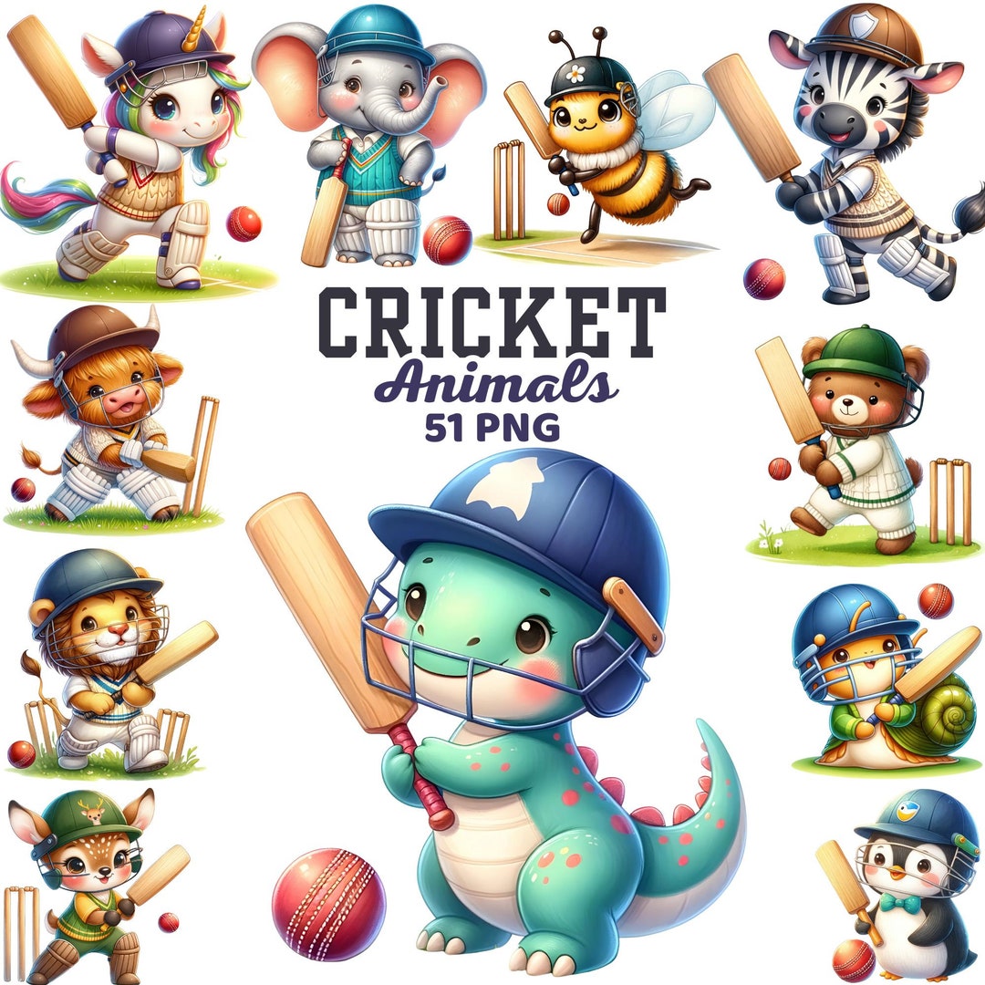 Cute Cricket Animals Clipart, Watercolor Cricket Animal, Sports Nursery ...