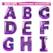 Retro Disco Alphabet Clipart, Purple Shiny Mirror Ball Letters ...