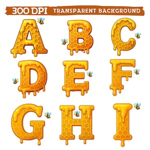 Honey Beehive Alphabet Clipart, Cute Bee Spring Summer Classroom Decor ...