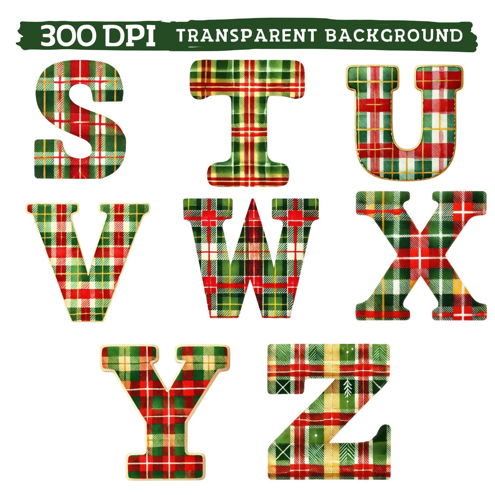 Christmas Plaid Alphabet Clipart, Festive Letters & Numbers, Cozy Xmas ...