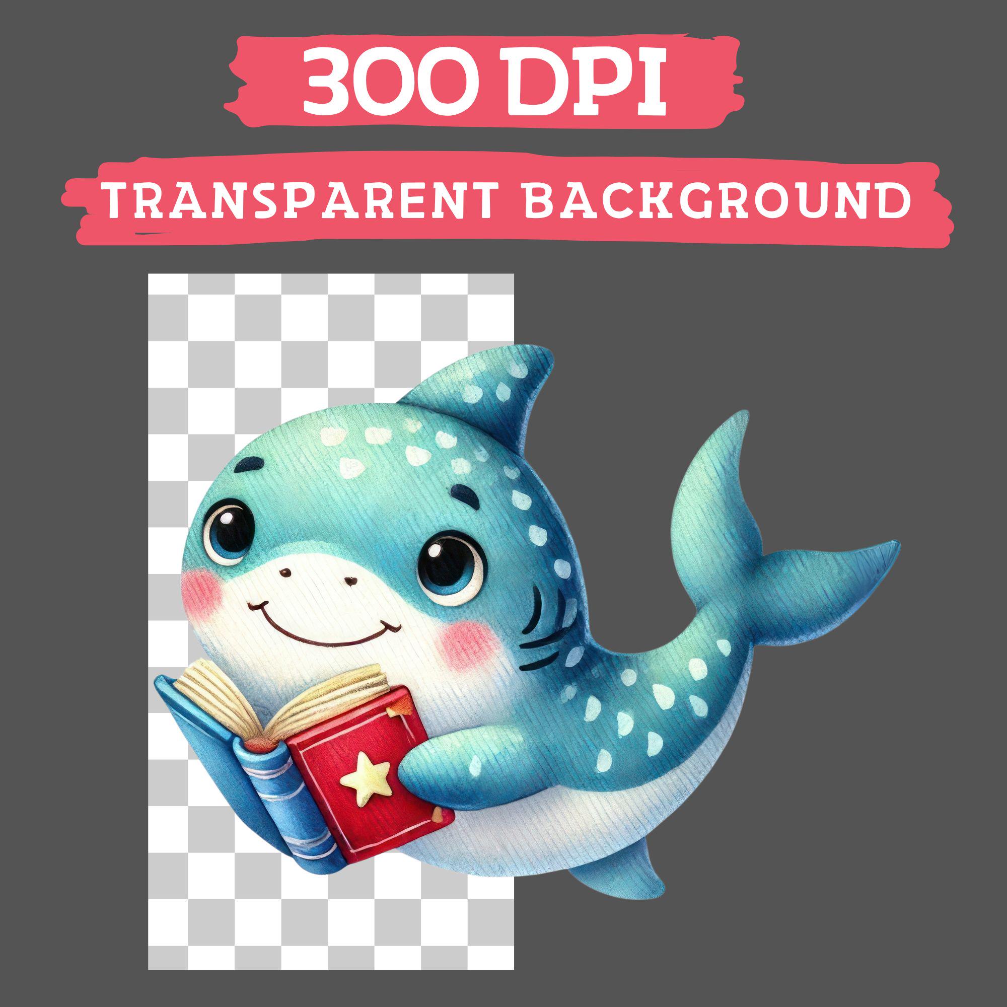 Cute Shark Clipart, Watercolor Ocean, Undersea Nursery Decor, Marine ...