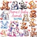 Watercolor Cute Mama and Baby Animals Clipart, Woodland Animal Nursery ...