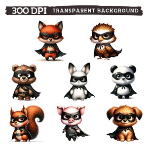 Cute Villain Animals Clipart, Watercolor Baby Animal Nursery, Fantasy ...