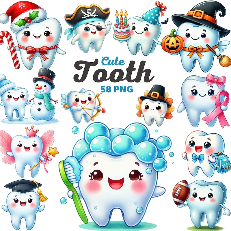 Cute Tooth Clipart - Etsy