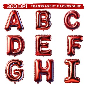 Red Foil Balloon Alphabet, Red Metallic Letters & Numbers, Celebration ...