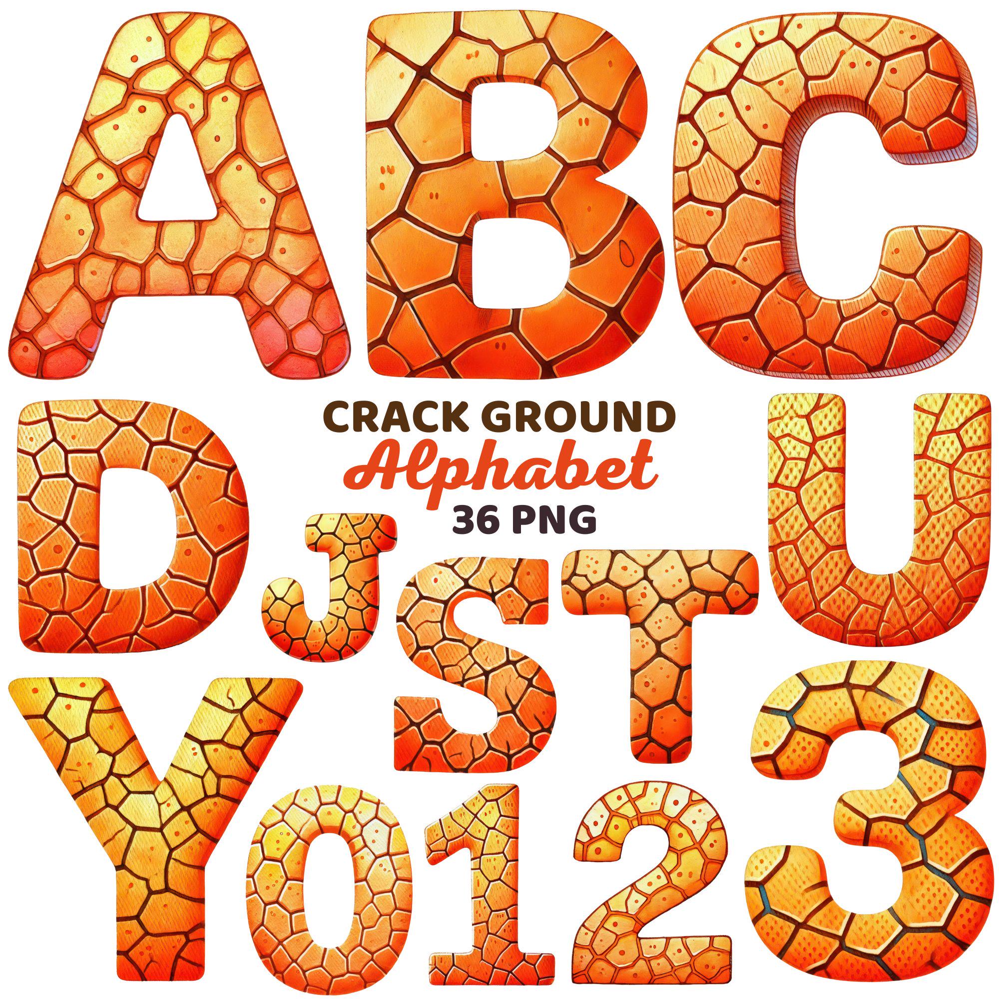 Cracked Ground Alphabet Clipart, ABC Dry Earth Letters Number, Rustic ...