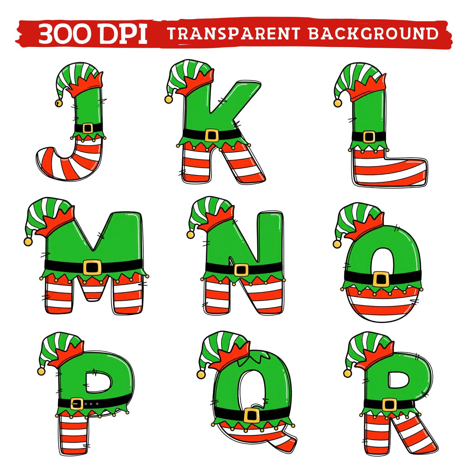 Elf Alphabet Clipart, Christmas Letters & Numbers Holiday Xmas Png - Etsy