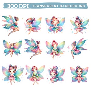 Watercolor Cute Fairy Clipart, Magical Fairy Garden House Flowers ...