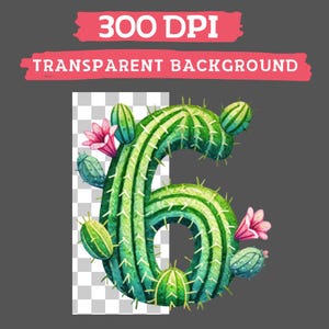 Cactus Alphabet Clipart, Watercolor Floral Letters & Numbers ...