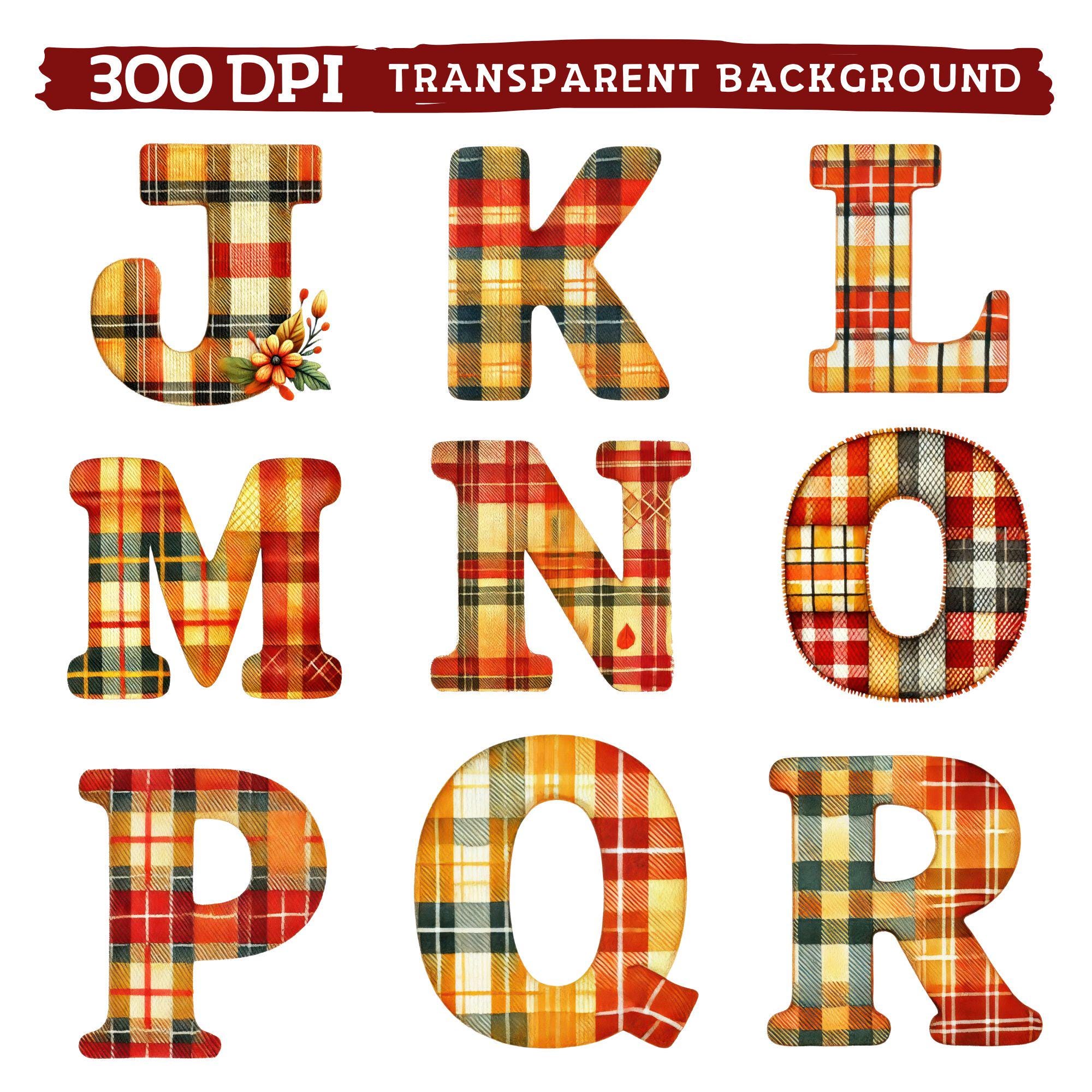 Fall Plaid Alphabet Clipart, Autumn Plaid Letters & Numbers, Cozy ...