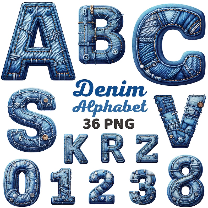 Denim Alphabet, Numbers Denim Letters Png, Denim Jeans Alphabet ...