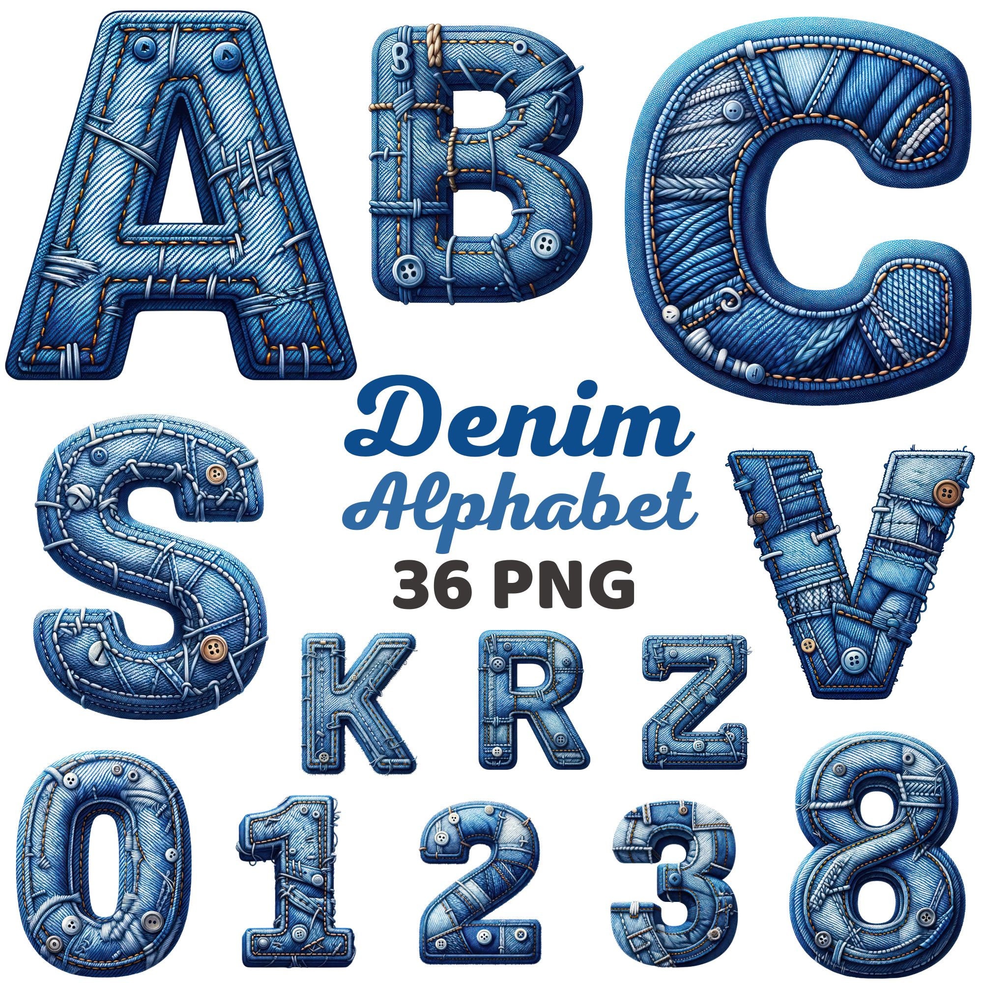 Denim Alphabet, Numbers Denim Letters Png, Denim Jeans Alphabet ...