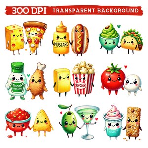 Matching Food Pairings Clipart, Watercolor Cute Perfect Pair Valentine ...