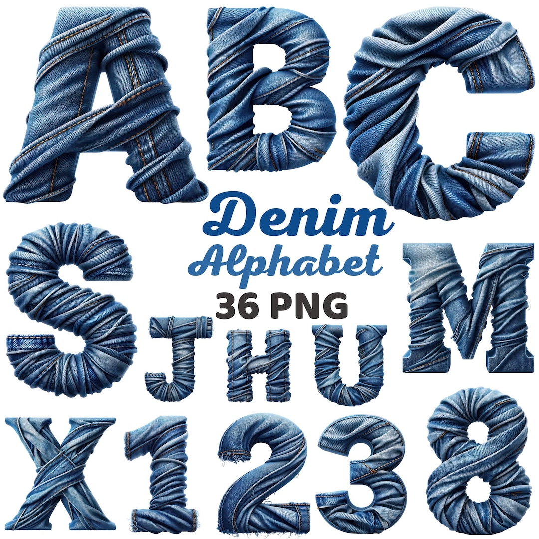 Denim Jeans Alphabet, Numbers Denim Letters Png, Denim Jeans Alphabet ...
