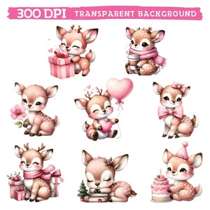 Watercolor Cute Deer Clipart, Deer Sleeping on Cloud Nursery ...