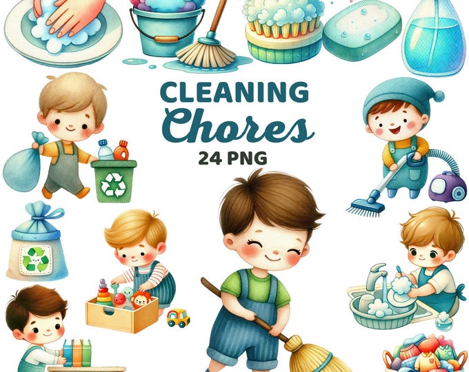 Household Chores Clipart - Doodle Boys Clip Art - Kids Doing Chores ...