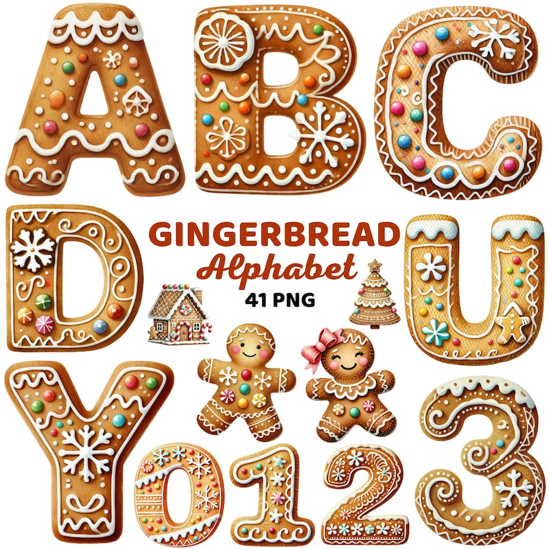 Gingerbread Clipart - Etsy