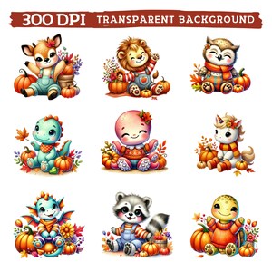 Fall Animals Clipart, Watercolor Fall Vibes Nursery Decor, Cute Autumn ...