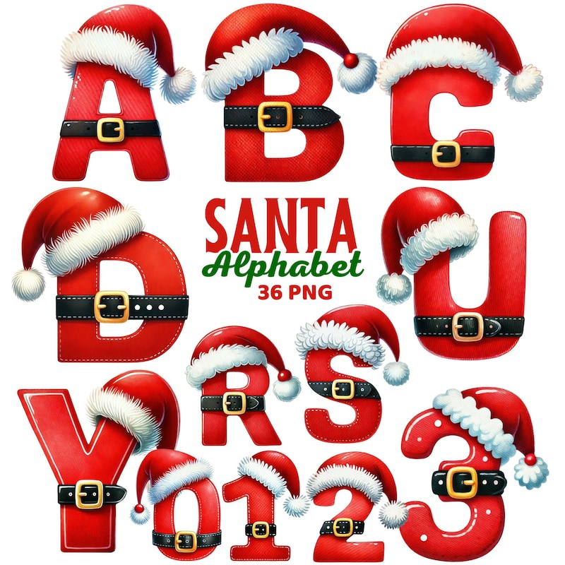 Red Santa Hat Letters - Etsy