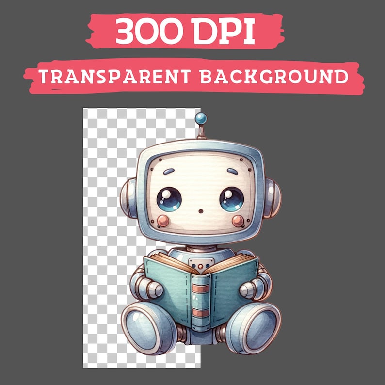 Cute Robot Clipart, Watercolor Whimsical Bot Illustrations Nursery ...