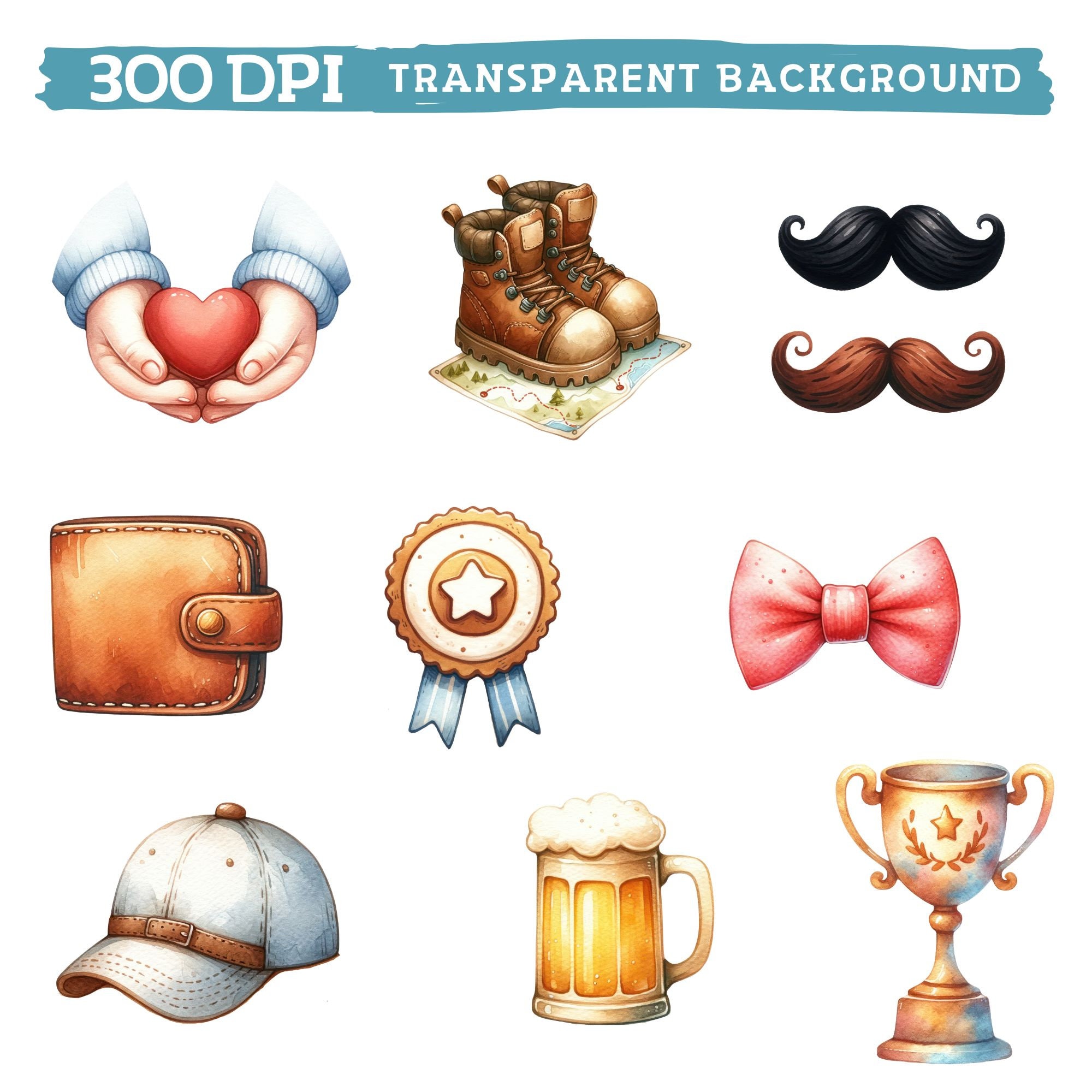 Watercolor Cute Father's Day Png, Best Dad Family Nursery Decor ...