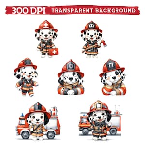 Firefighter Dalmatian Clipart, Watercolor Adorable Puppy Nursery ...