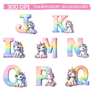 Unicorn Alphabet, Watercolor Pastel Rainbow Unicorn Number Nursery ...