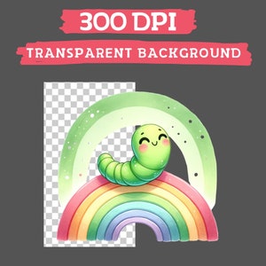 Watercolor Cute Worm Clipart, Wormy Spring Summer Nursery Sublimation ...