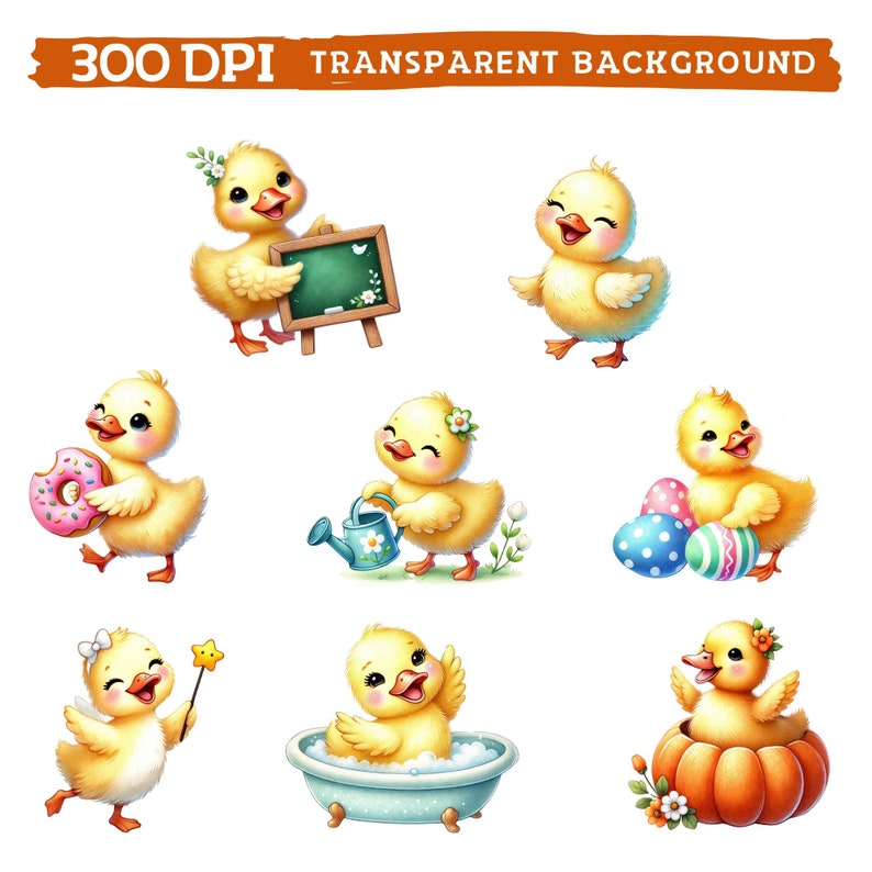 Cute Duckling Clipart, Watercolor Duck Nursery, Baby Ducks, Farm Animal ...
