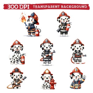 Firefighter Dalmatian Clipart, Watercolor Adorable Puppy Nursery ...