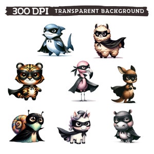 Cute Villain Animals Clipart, Watercolor Baby Animal Nursery, Fantasy ...