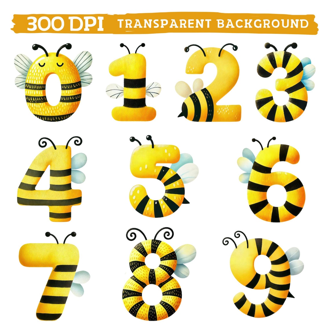 Bee Alphabet Clipart, Bee Letters and Numbers, Cute Bug Font Yellow ...