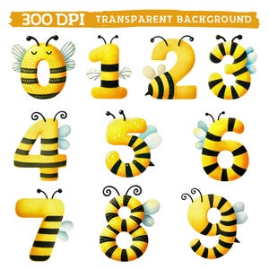 Bee Alphabet Clipart, Bee Letters and Numbers, Cute Bug Font Yellow ...