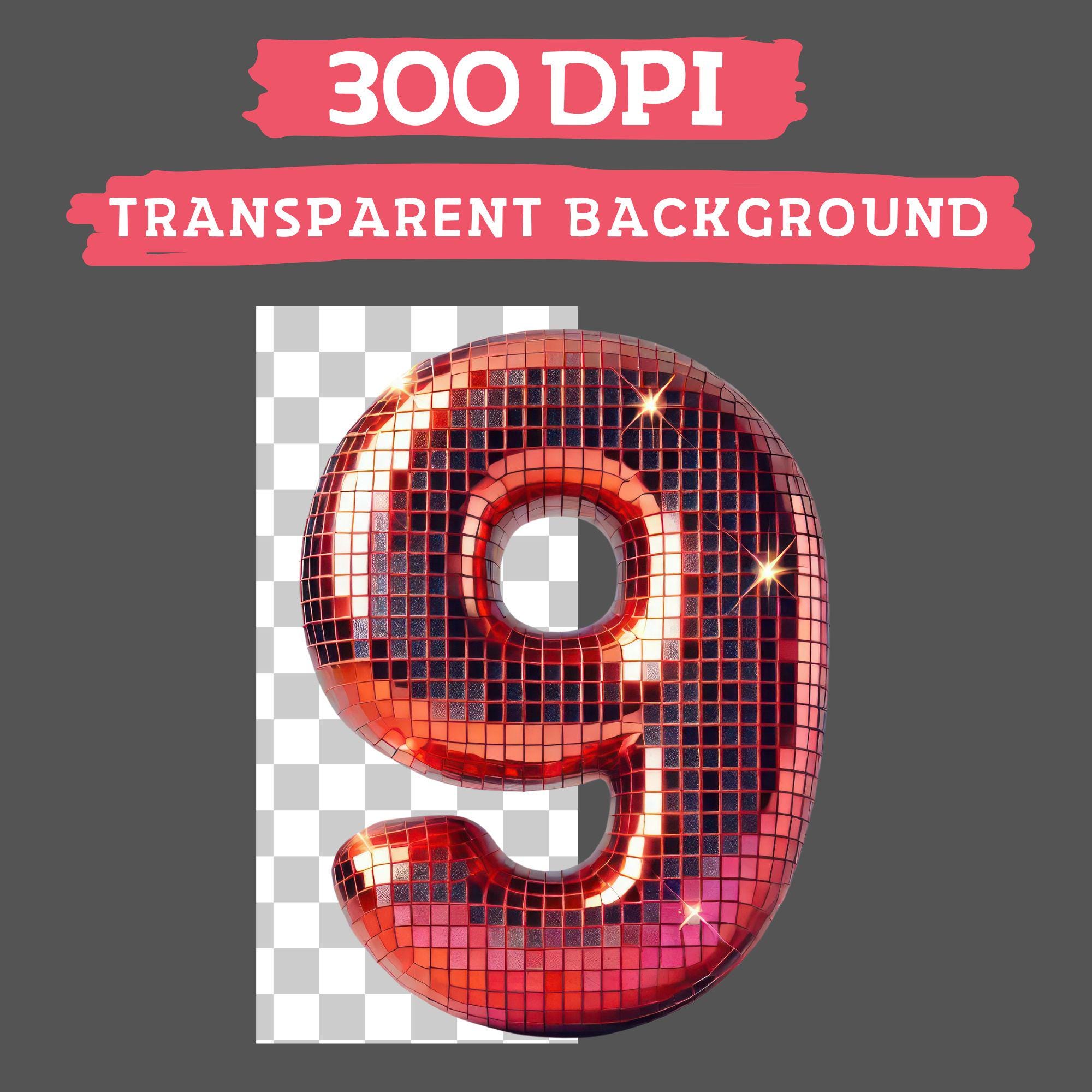 Retro Disco Alphabet Clipart, Red Shiny Mirror Ball Letters & Numbers ...